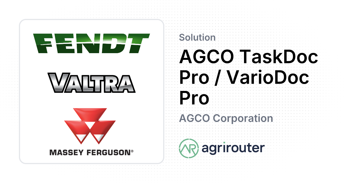 AGCO TaskDoc Pro / VarioDoc Pro — agrirouter Solution Finder