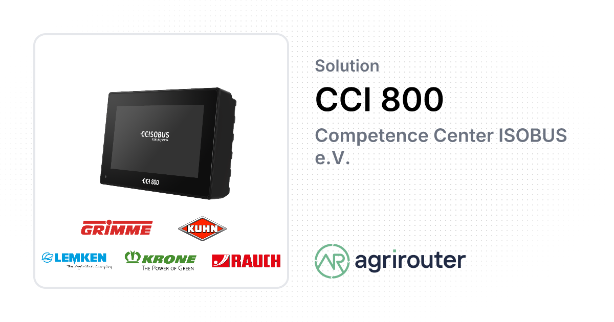 CCI 800 — agrirouter Solution Finder